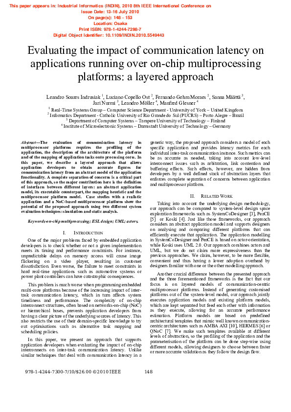 (PDF) Evaluating the impact of communication latency on applications running over on-chip ...