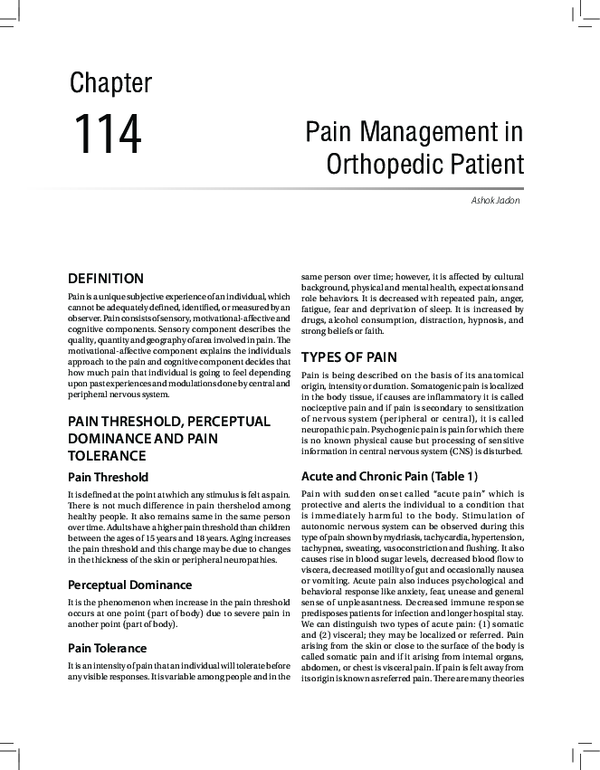 (PDF) Pain Management in Orthopedic Patient