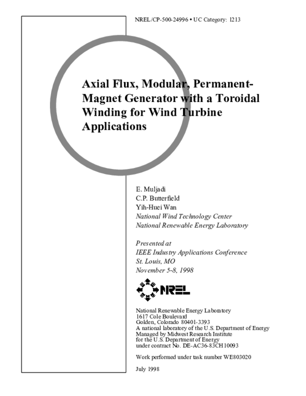 (PDF) Axial-flux modular permanent-magnet generator with a toroidal ...