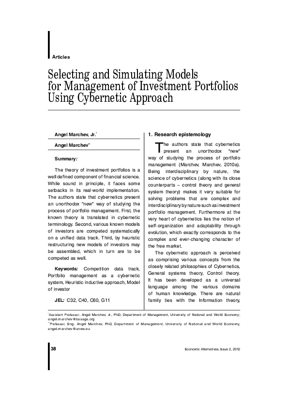 (PDF) Selecting and Simulating Models for Management of Investment ...