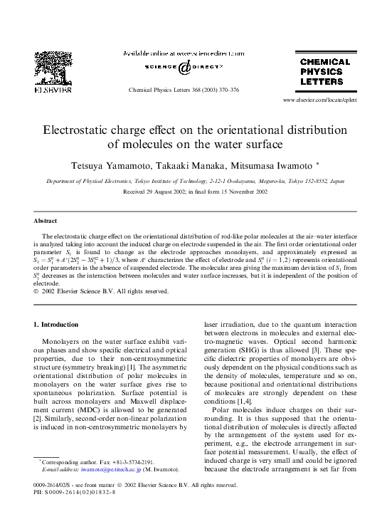 (PDF) Electrostatic charge effect on the orientational distribution of ...