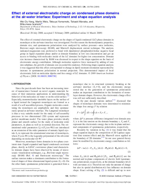 (PDF) Effect of external electrostatic charge on condensed phase ...