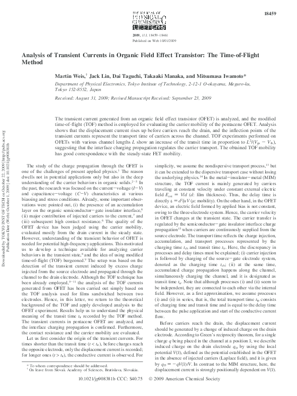 (PDF) Analysis of Transient Currents in Organic Field Effect Transistor ...