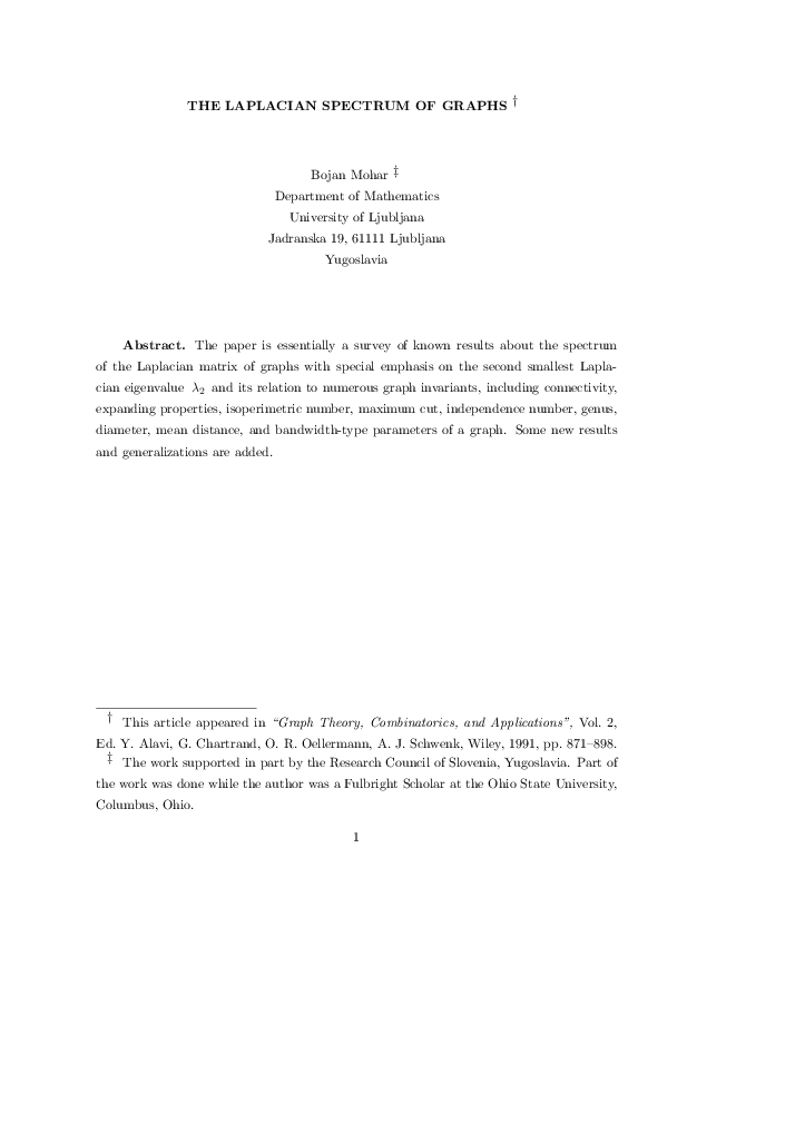 (PDF) The Laplacian spectrum of graphs