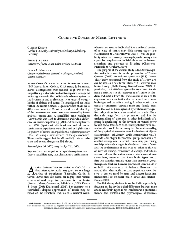 (PDF) Individual Differences in Cognitive Styles of Music Listening ...