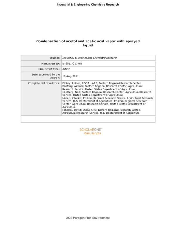 (PDF) Condensation of Acetol and Acetic Acid Vapor and Nitrogen Using ...