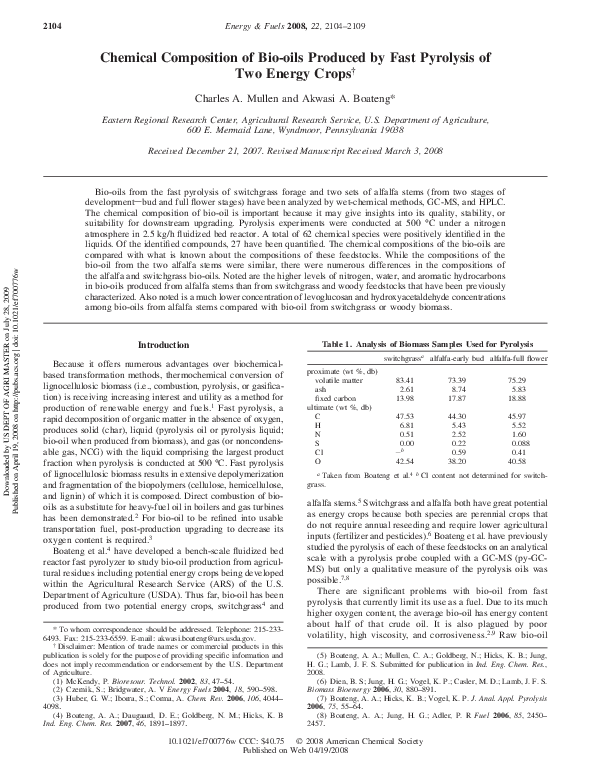 (PDF) Chemical Composition of Bio-oils Produced by Fast Pyrolysis of ...