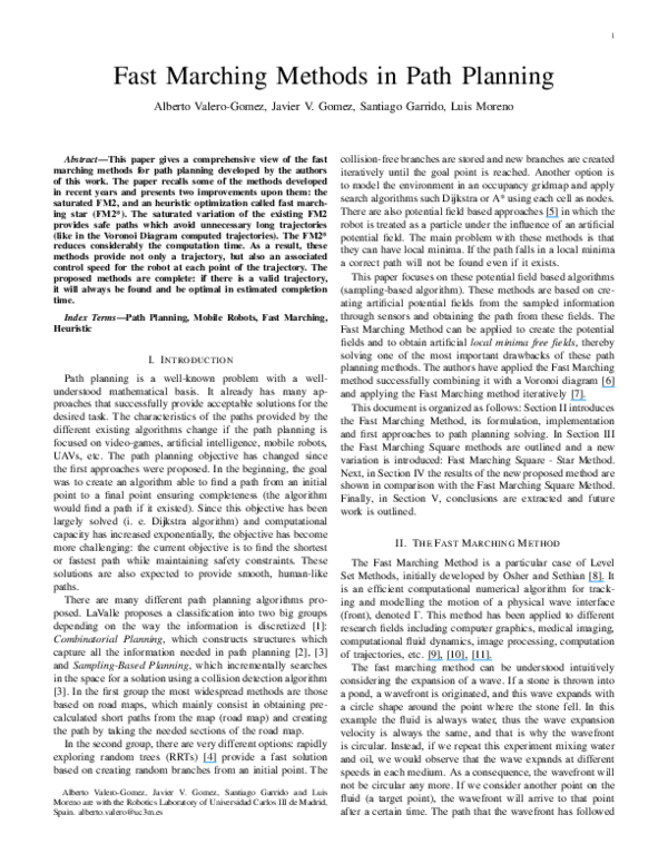 (PDF) Fast marching methods in path planning
