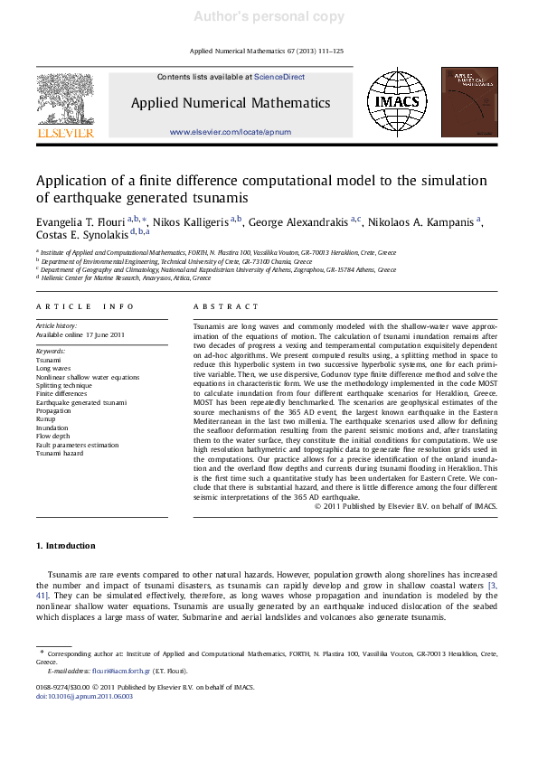 Pdf Application Of A Finite Difference Computational Model To The Simulation Of Earthquake