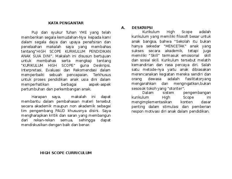 (DOC) Kurikulum High Scope