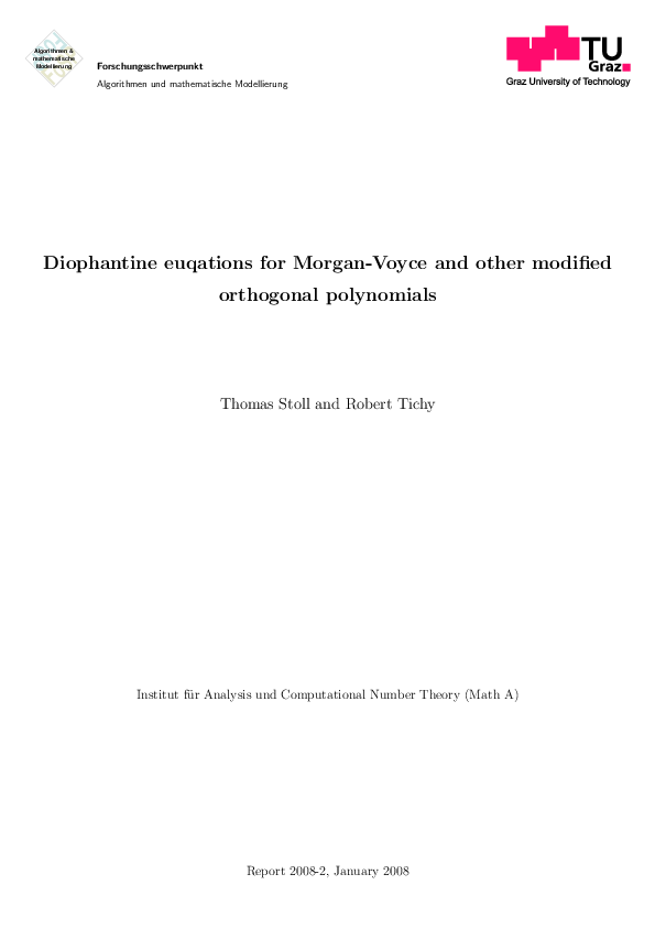 (PDF) Diophantine equations for Morgan-Voyce and other modified orthogonal polynomials