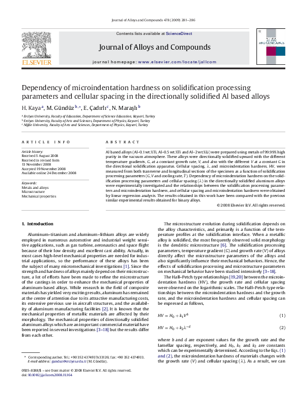 (PDF) Dependency of microindentation hardness on solidification processing parameters and ...