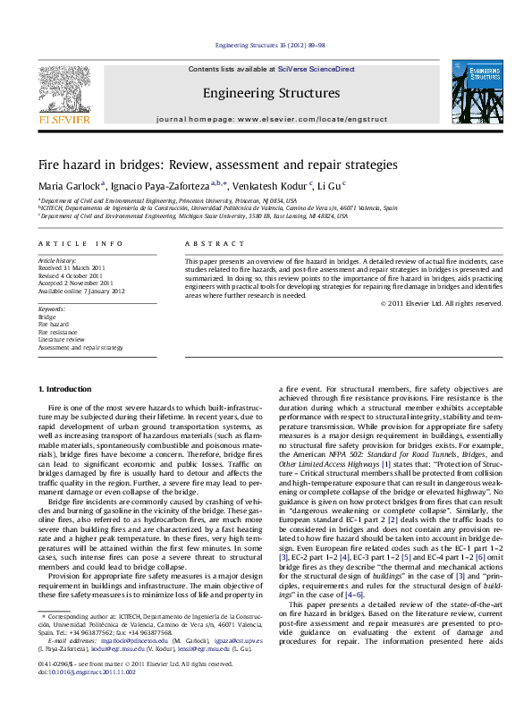 (PDF) Fire Hazard in Bridges: Review, Assessment and Repair Strategies