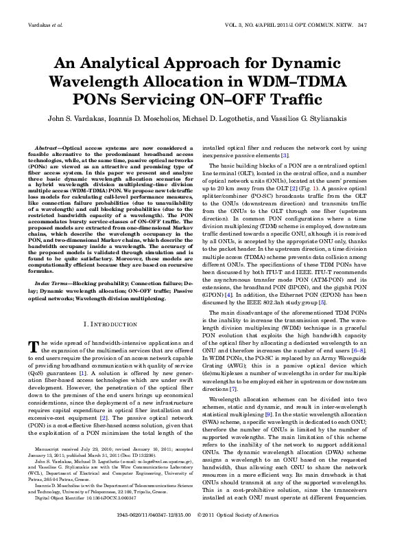 (PDF) An analytical approach for dynamic wavelength allocation in ...