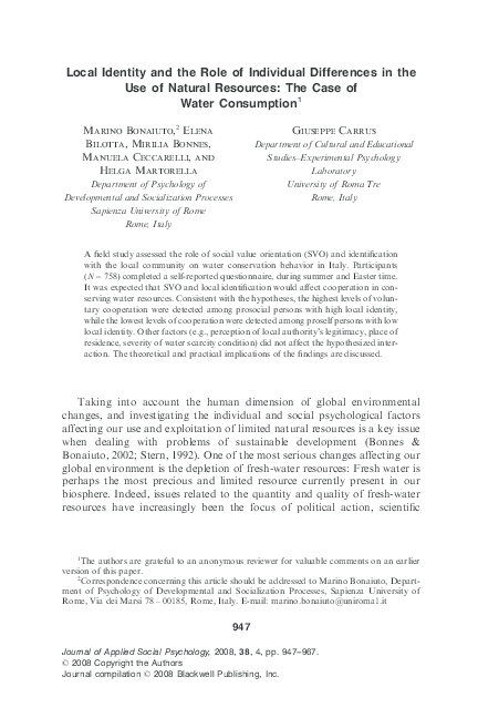 (PDF) Local Identity and the Role of Individual Differences in the Use ...