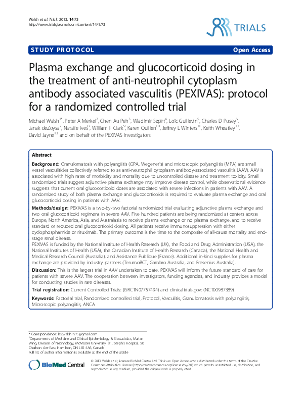 (PDF) Plasma exchange and glucocorticoid dosing in the treatment of ...