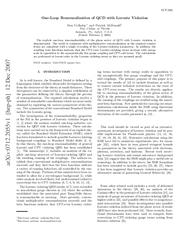 (PDF) One-loop renormalization of QCD with Lorentz violation