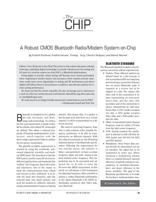 (PDF) A robust CMOS Bluetooth radio/modem system-on-chip