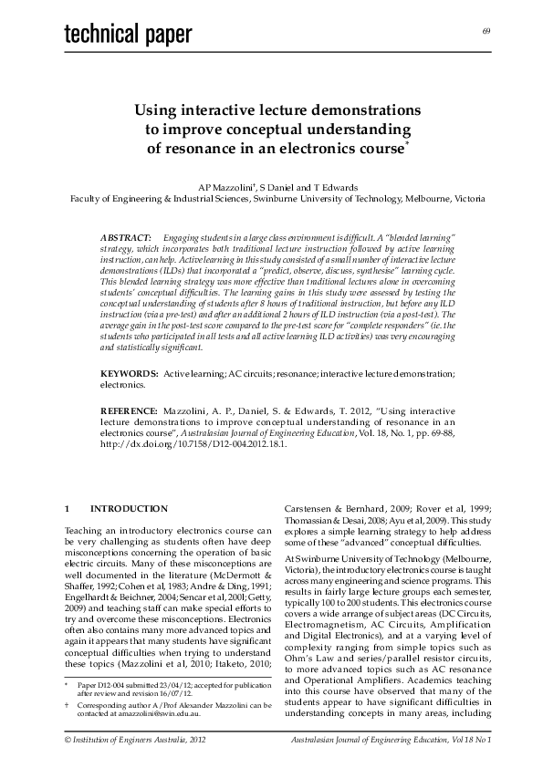 (PDF) Using Interactive Lecture Demonstrations to Improve Conceptual Understanding of Resonance ...