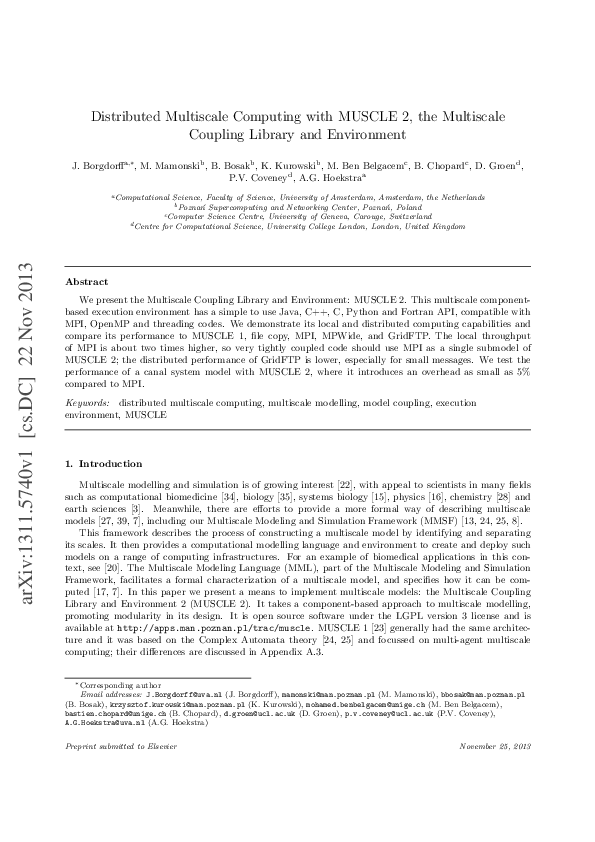 (PDF) Distributed multiscale computing with MUSCLE 2, the Multiscale Coupling Library and ...