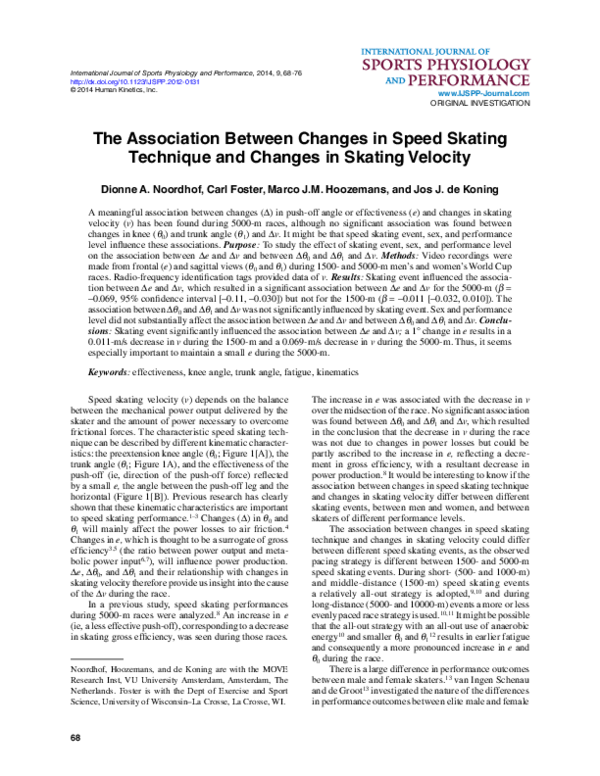 (PDF) The association between changes in speed skating technique and ...