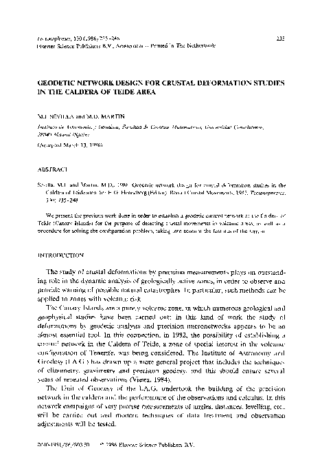 (PDF) Geodetic network design for crustal deformation studies in the ... (PDF) Geodetic network design for crustal deformation studies in the ...
