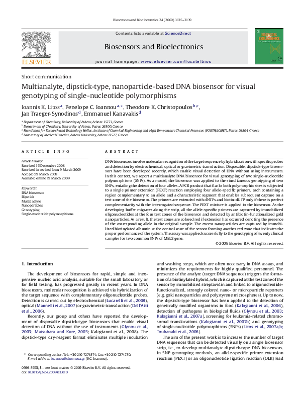 (PDF) Multianalyte, dipstick-type, nanoparticle-based DNA biosensor for ...