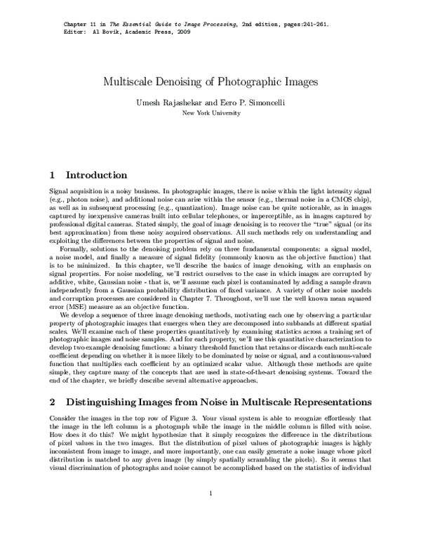 (PDF) Multiscale Denoising of Photographic Images