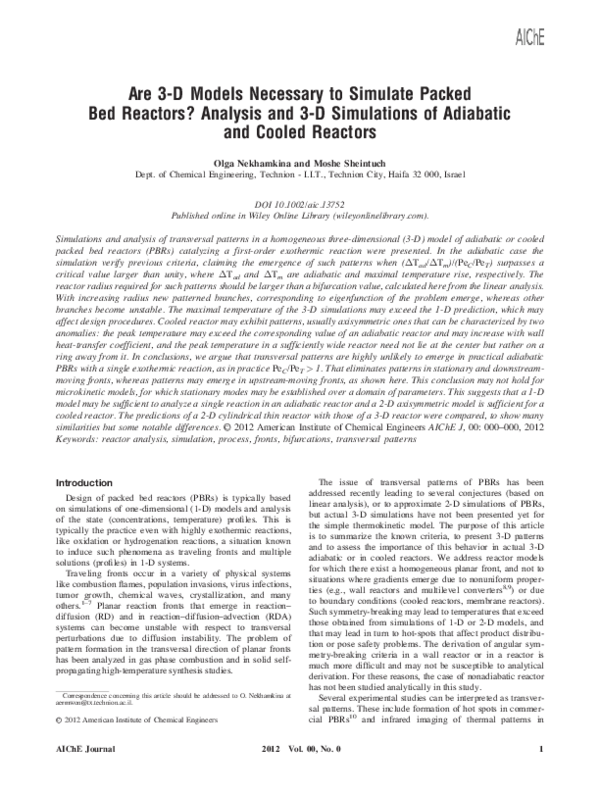 (PDF) Are 3-D models necessary to simulate packed bed reactors ...