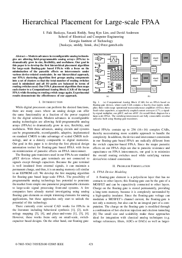 (PDF) Hierarchical placement for large-scale FPAA