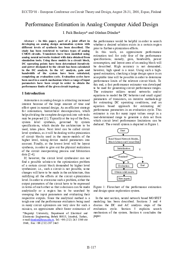 (PDF) Performance Estimation in Analog Computer Aided Design