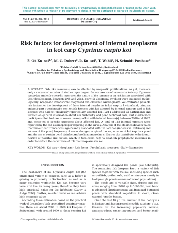 (PDF) Risk factors for development of internal neoplasms in koi carp ...