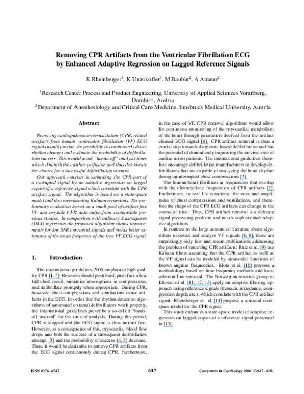 (PDF) Removing CPR artifacts from the ventricular fibrillation ECG by ...