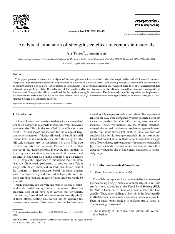 (PDF) Analytical simulation of strength size effect in composite materials