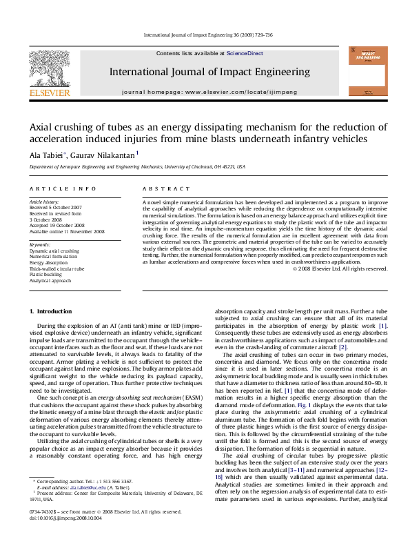 (PDF) Axial crushing of tubes as an energy dissipating mechanism for ...