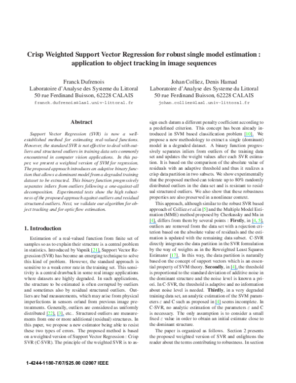 (PDF) Crisp Weighted Support Vector Regression for robust single model estimation : application ...