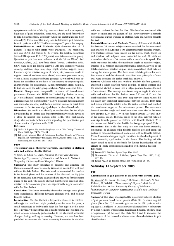 (PDF) P111 Classification of gait patterns in children with cerebral palsy