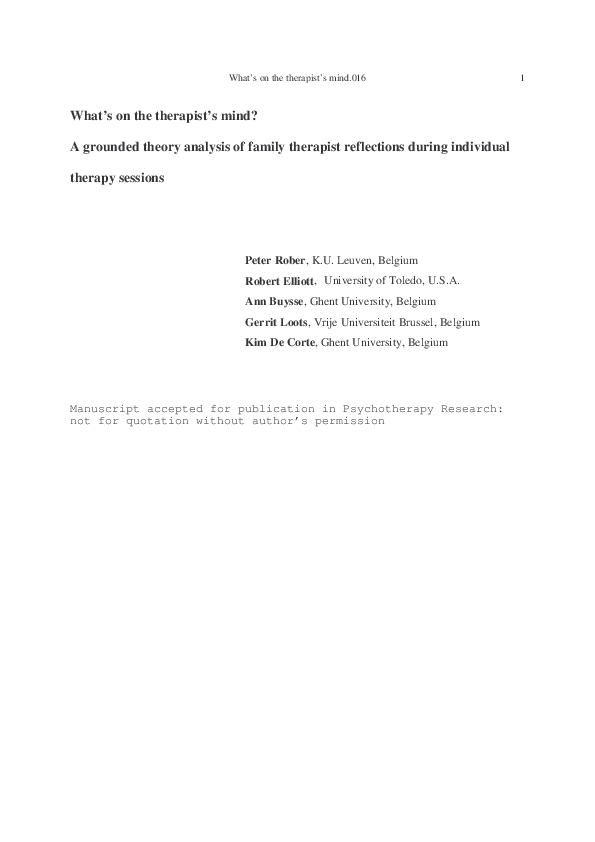 (PDF) What's on the therapist's mind? A grounded theory analysis of ...