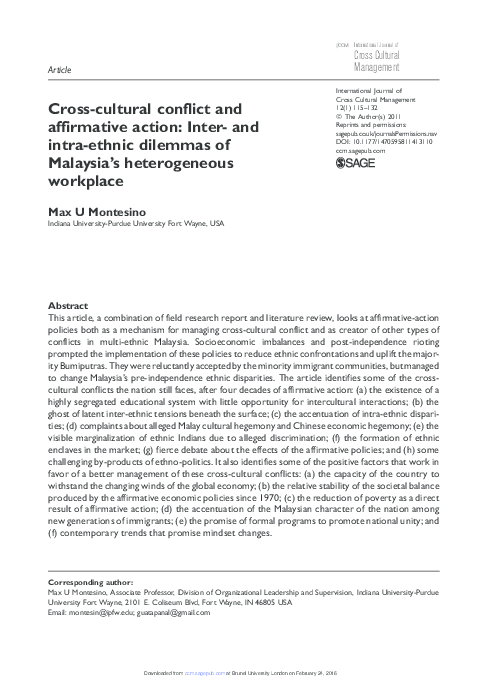 (PDF) Cross-cultural conflict and affirmative action: Inter-and intra ...