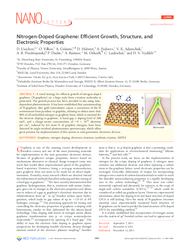 (PDF) Nitrogen-Doped Graphene: Efficient Growth, Structure, and ...