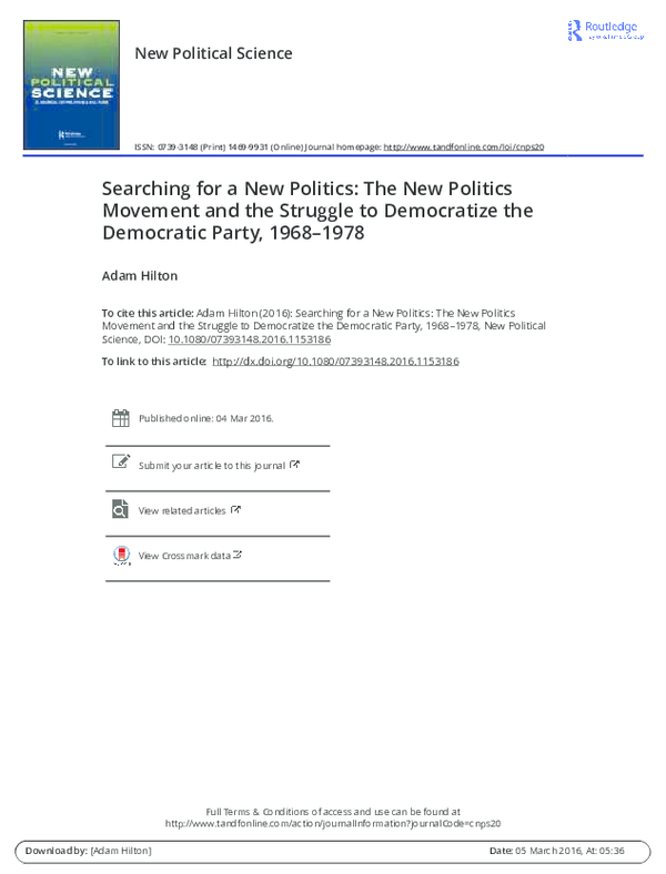 (PDF) Searching for a New Politics: The New Politics Movement and the ...