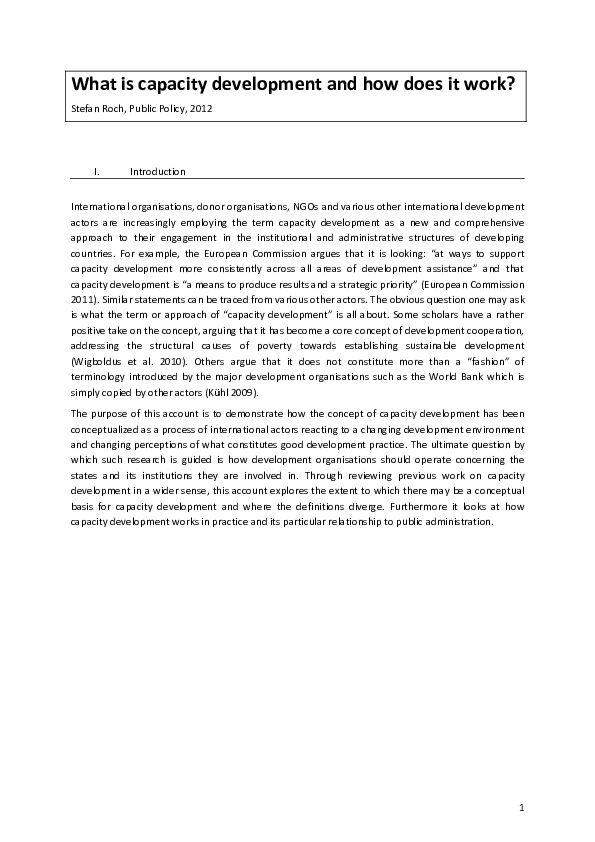 (PDF) What is capacity development and how does it work?