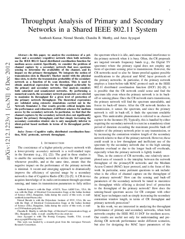 (PDF) Performance Modeling of a Two-Tier Primary-Secondary Network Operated with IEEE 802.11 DCF ...