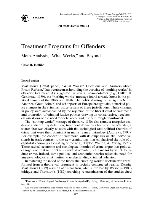 (PDF) Treatment Programs for Offenders