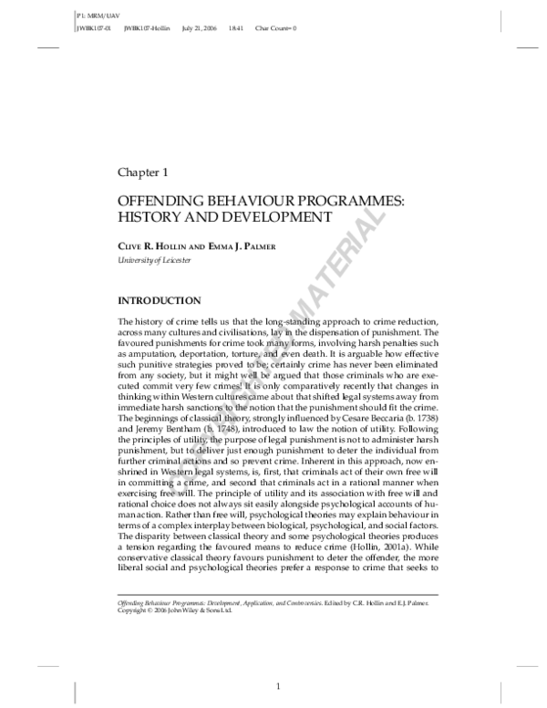 (PDF) Offending Behaviour Programmes: History and Development