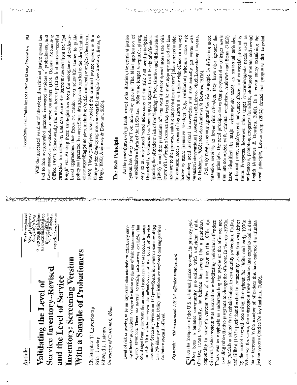 (PDF) Validating the Level of Service Inventory--Revised and the Level ...