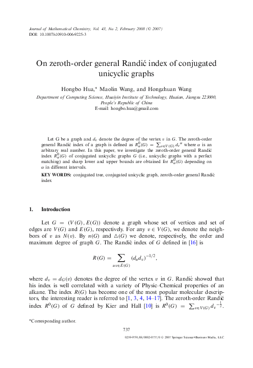 (PDF) On zeroth-order general Randić index of conjugated unicyclic graphs