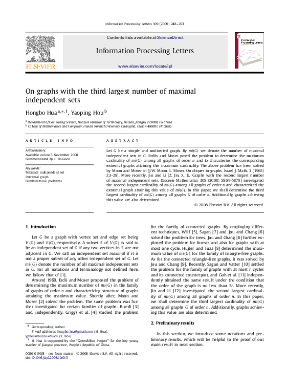 Pdf On Graphs With The Third Largest Number Of Maximal Independent Sets