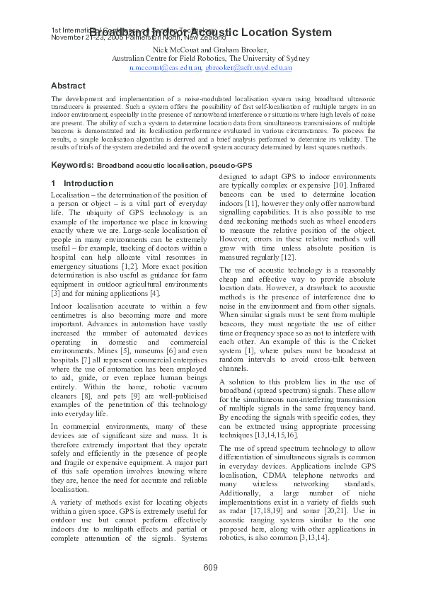 (PDF) Broadband indoor acoustic location system