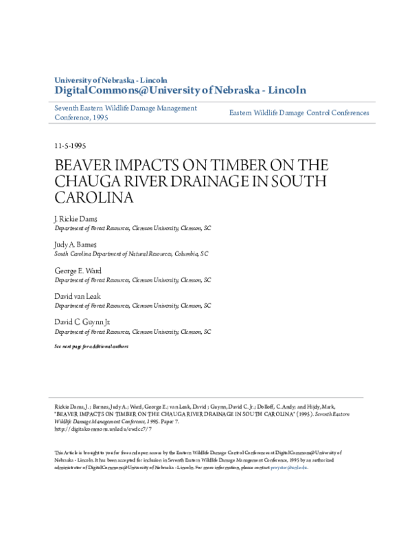 (PDF) University of BEAVER IMPACTS ON TIMBER ON THE CHAUGA RIVER ...